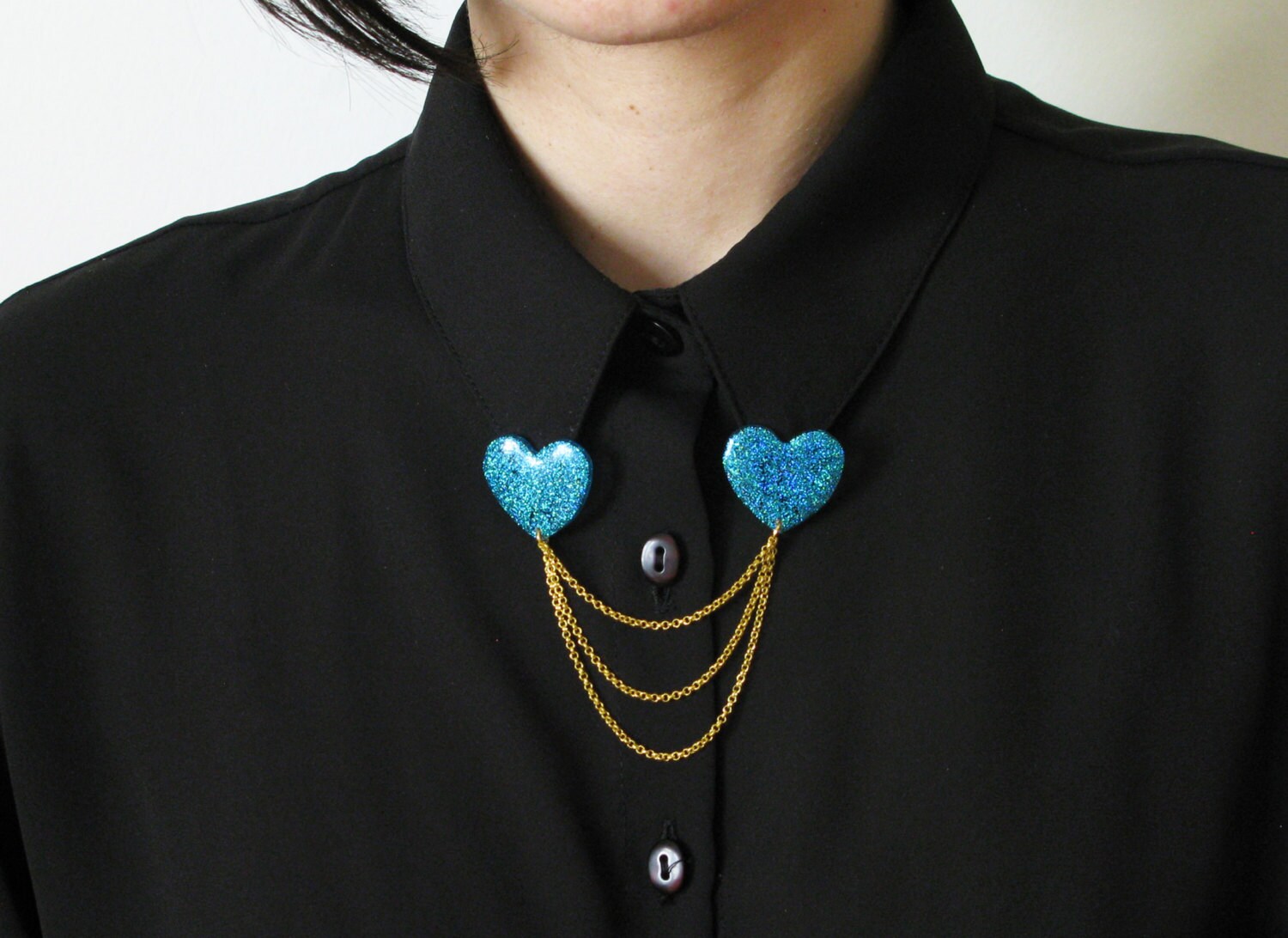 Valentines Gift Heart Collar Clips Turquoise Sparkle Collar | Etsy