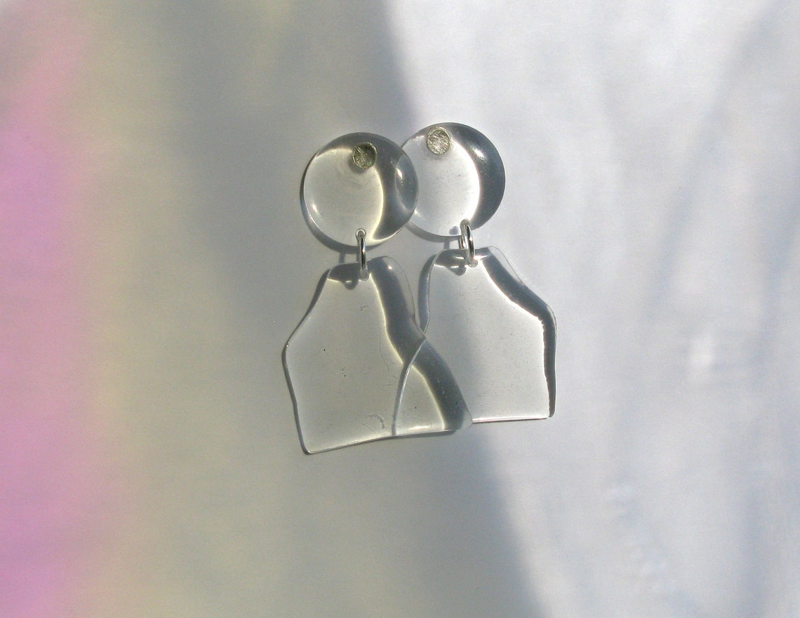 Transparent Statement Earrings Clear Acrylic Post Dangle - Etsy
