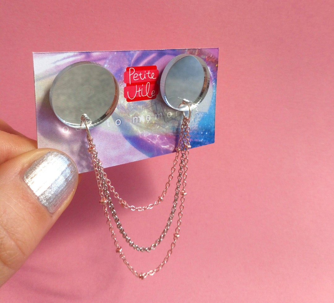 Mirror Collar Clips, Silver Mirrored Collar Pins, Layered Chain Collar ...
