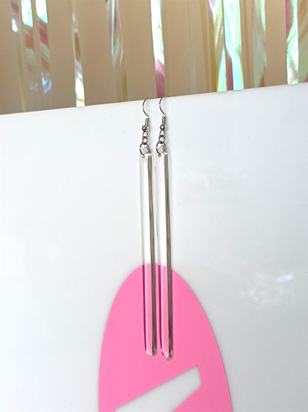 Long Clear Acrylic Stick Earrings: Minimalist Dangle Jewelry - Etsy