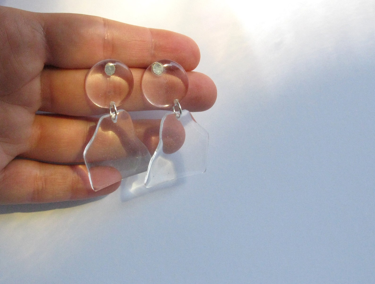 Transparent Statement Earrings Clear Acrylic Post Dangle - Etsy