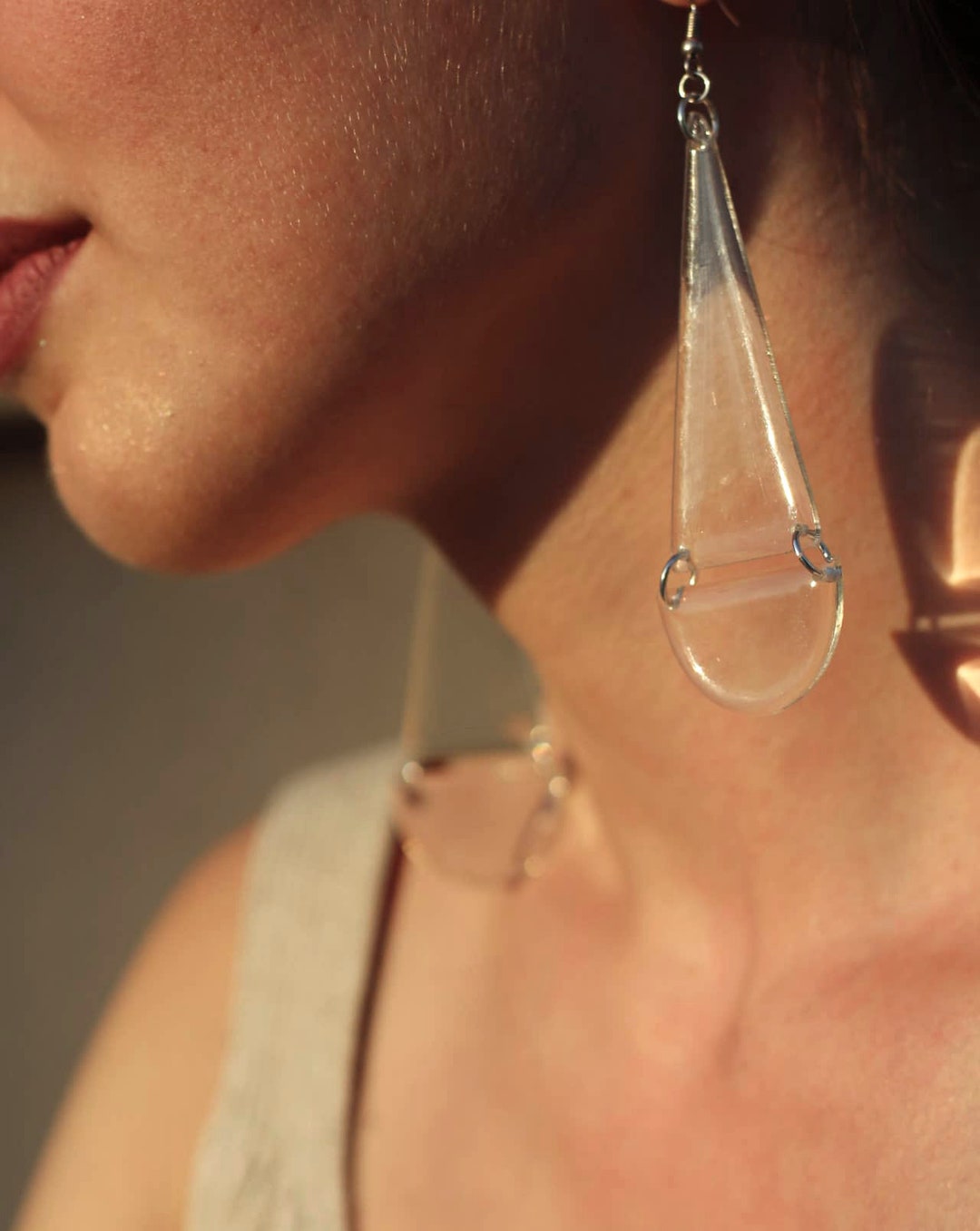 Long Clear Acrylic Earrings, Transparent Lucite Earrings, Drop ...