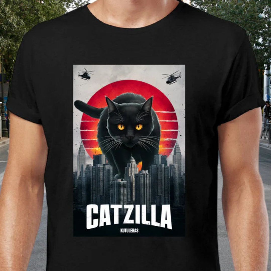 Catzilla T-shirt, Funny Cat Tees, Cat Lover Gifts, Cat Kaiju, Movie ...