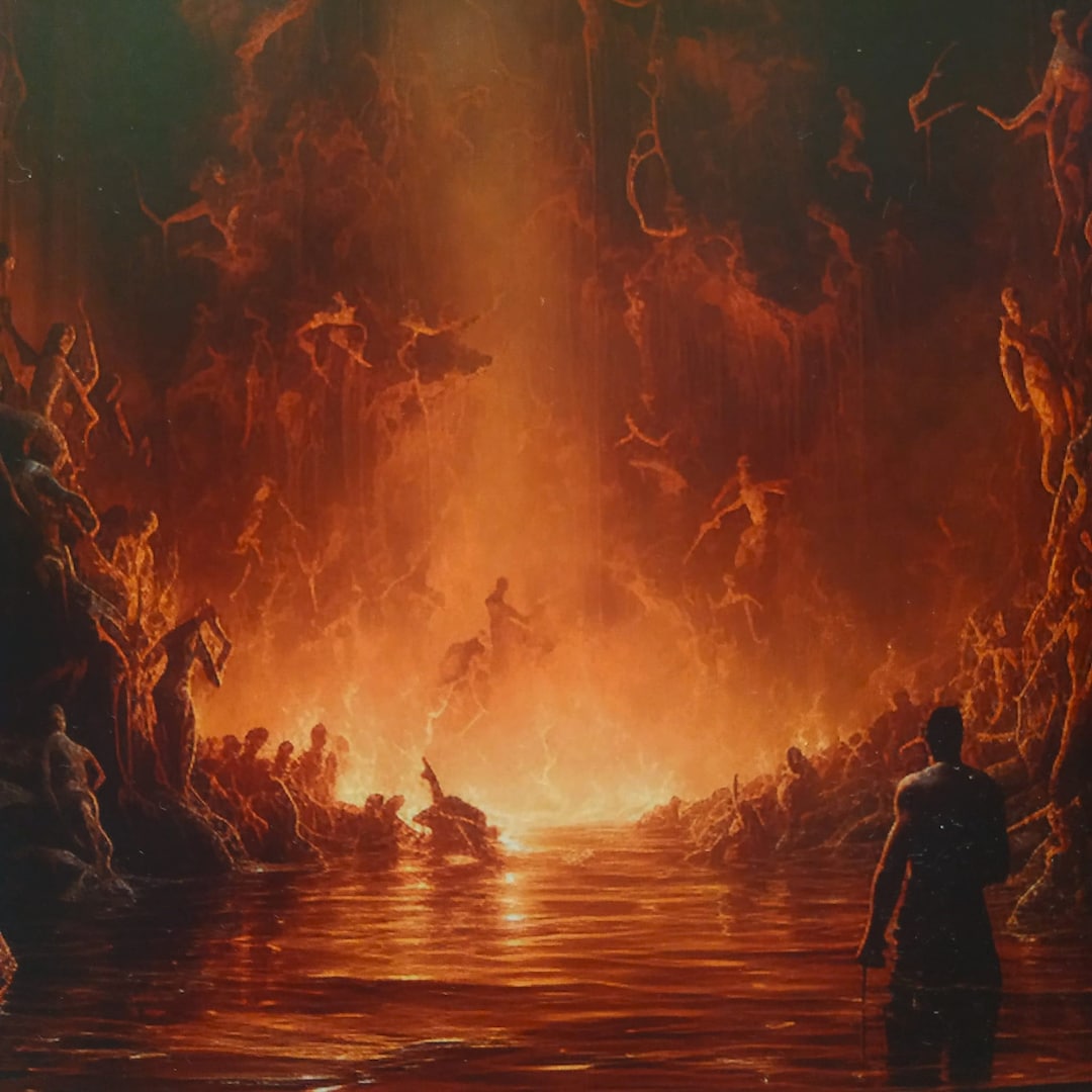 Hell Poster Art,hell Art, Realistic Drawing, Vivid Colors, People Falling Into Hell, Cosmic ...