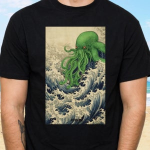 Cthulhu T-shirt, Japanese Wave T-shirt, Cthulhu Streetwear ...