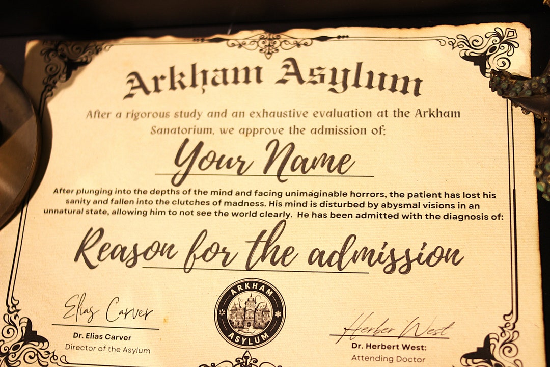 Custom Arkham Asylum Diploma: Personalized Certificate of Insanity ...