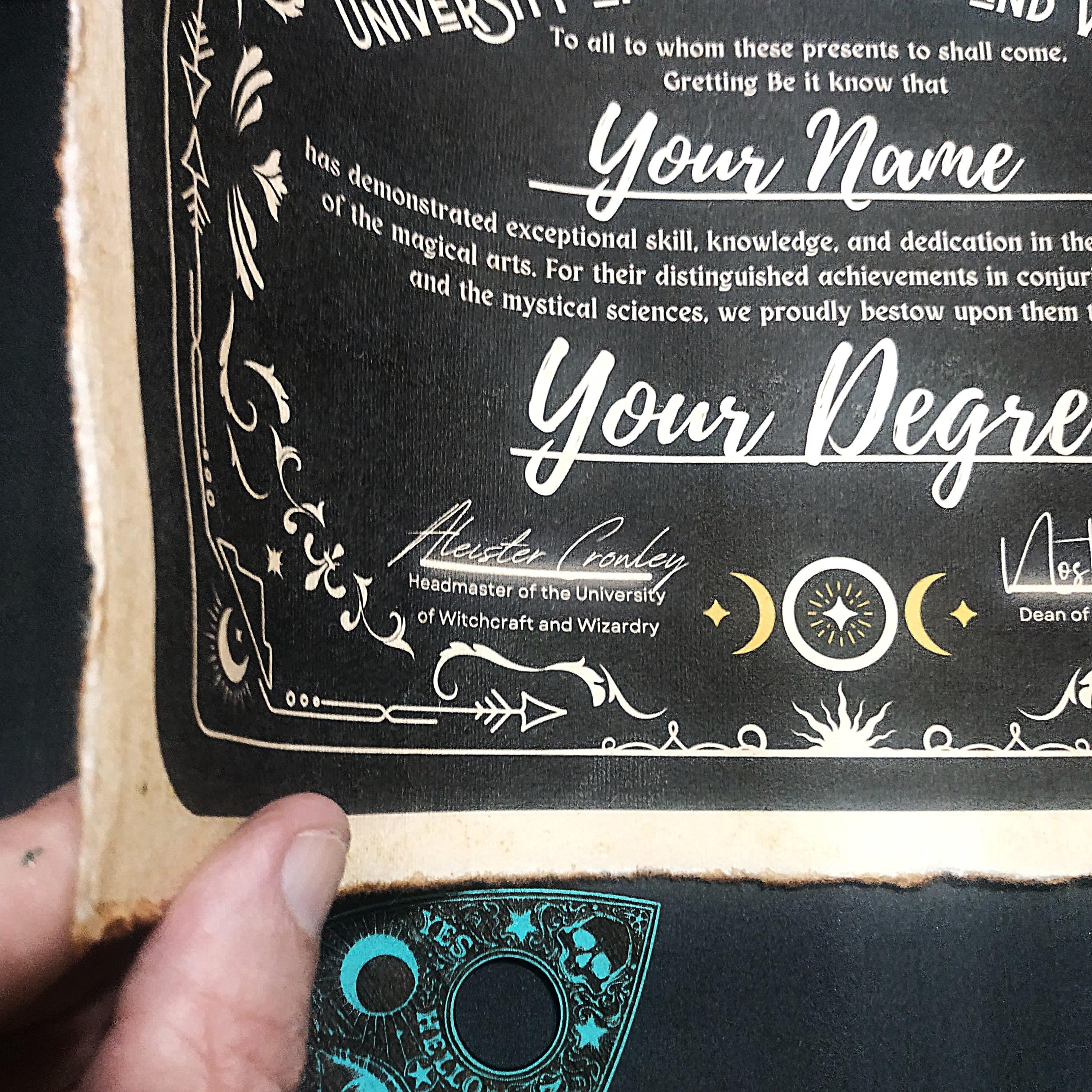 Custom Magic Diplom, Wizardry Diplom, Magical Arts Certificate ...