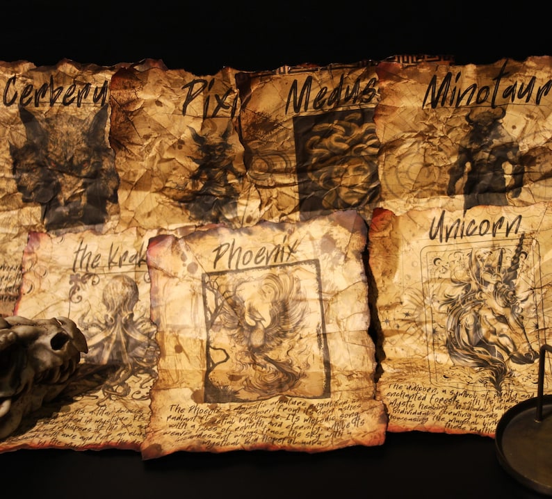 Mythical Creatures Scrolls, Bestiary Fantasy LARP Props ,medusa ...