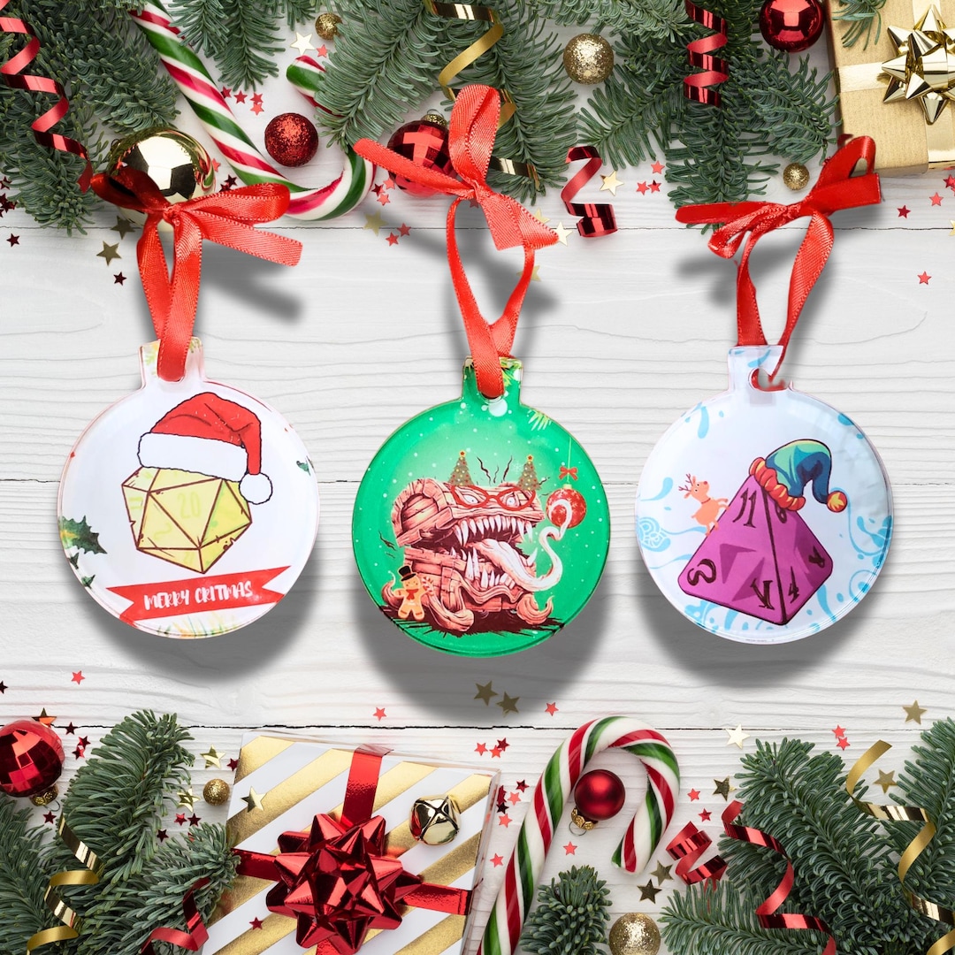 Dnd Christmas Ornaments, Set of 3 Balls, D&d Decoration, Gift for ...