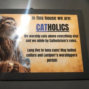 Catholic Sign, Foam Board Decor, Gift for Cat Lover, Funny Wall Decor ...