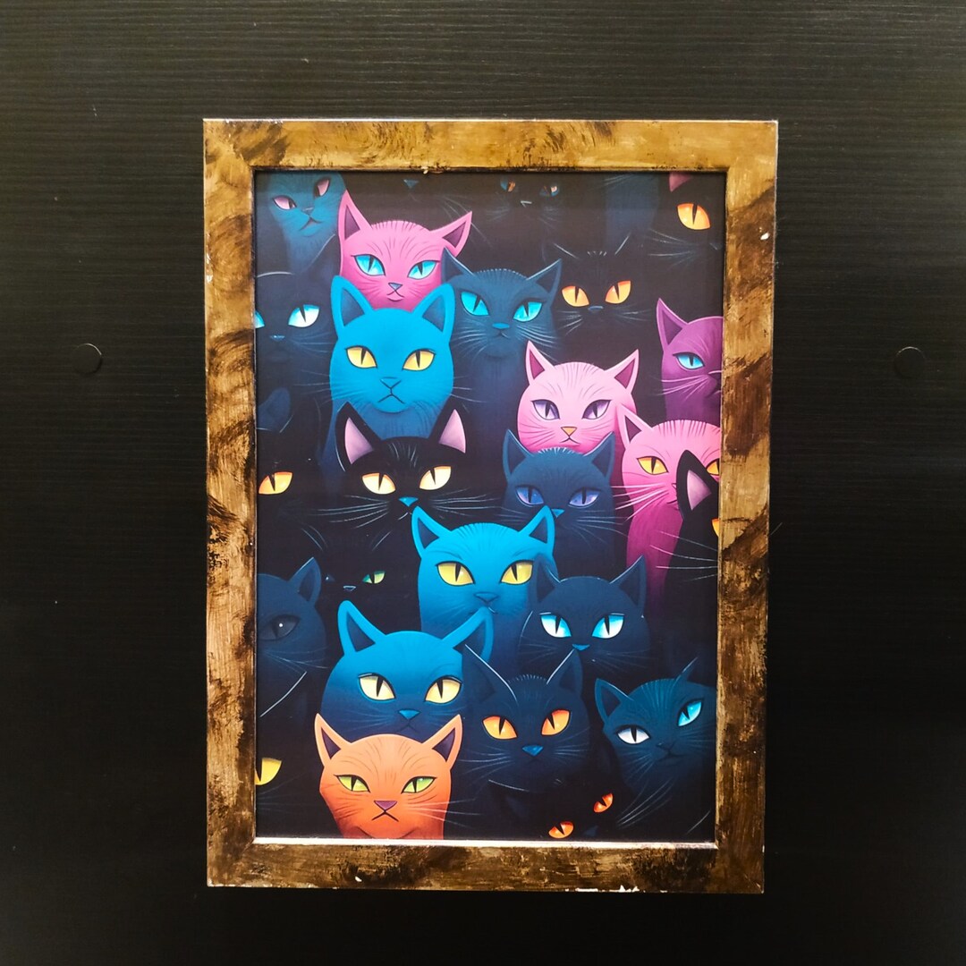 Cats Poster, Color Serious Cats, Vet Decor, Cat Wall Decor, Ulthar Cats ...