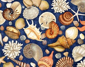 Sea shell fabric | Etsy