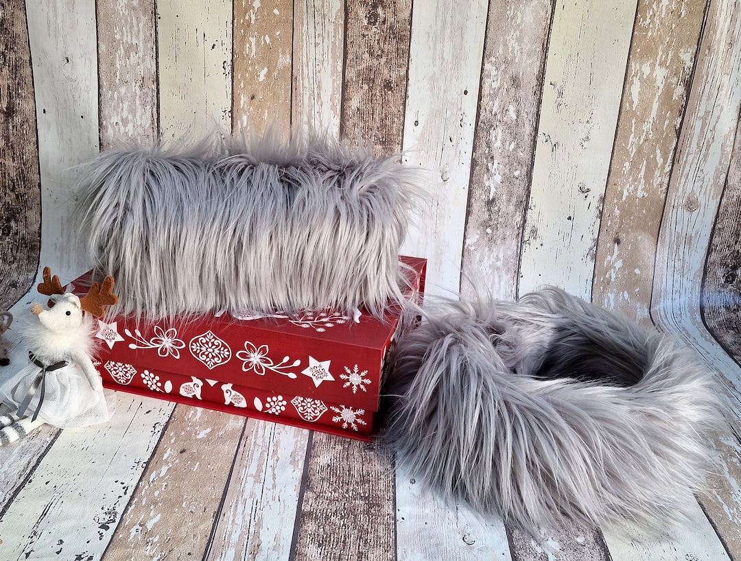 Super Fluffy Grey Faux Fur Hand Muff & Headband Set - Etsy