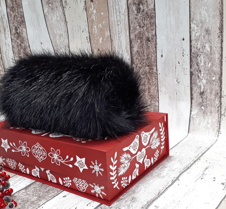 Handmade Long Pile Black Faux Fur Hand Muff Lined Hand Muff | Etsy