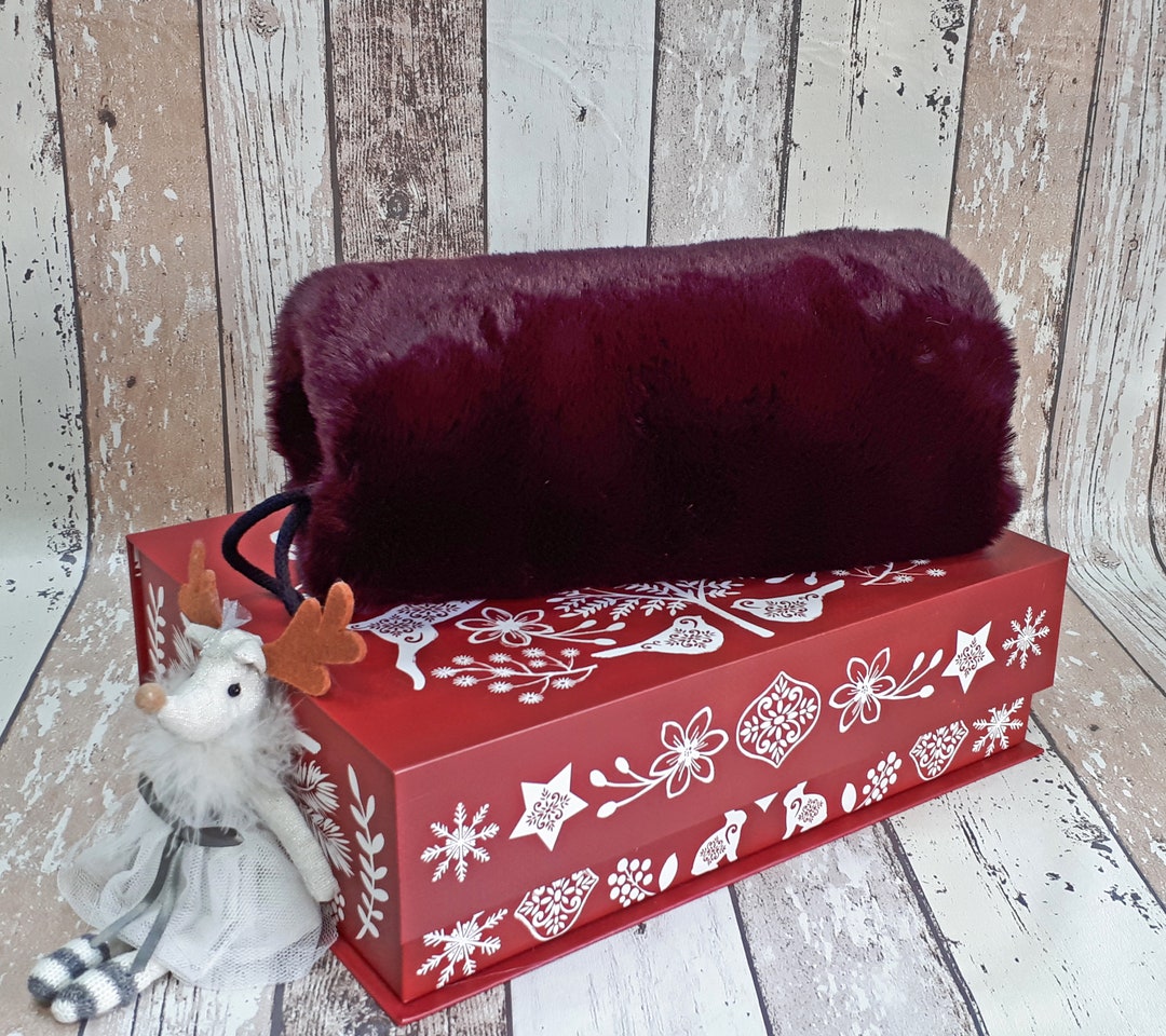 Super Thick Wine Red Faux Fur Hand Muff, Warm Faux Fur Hand Muff ...