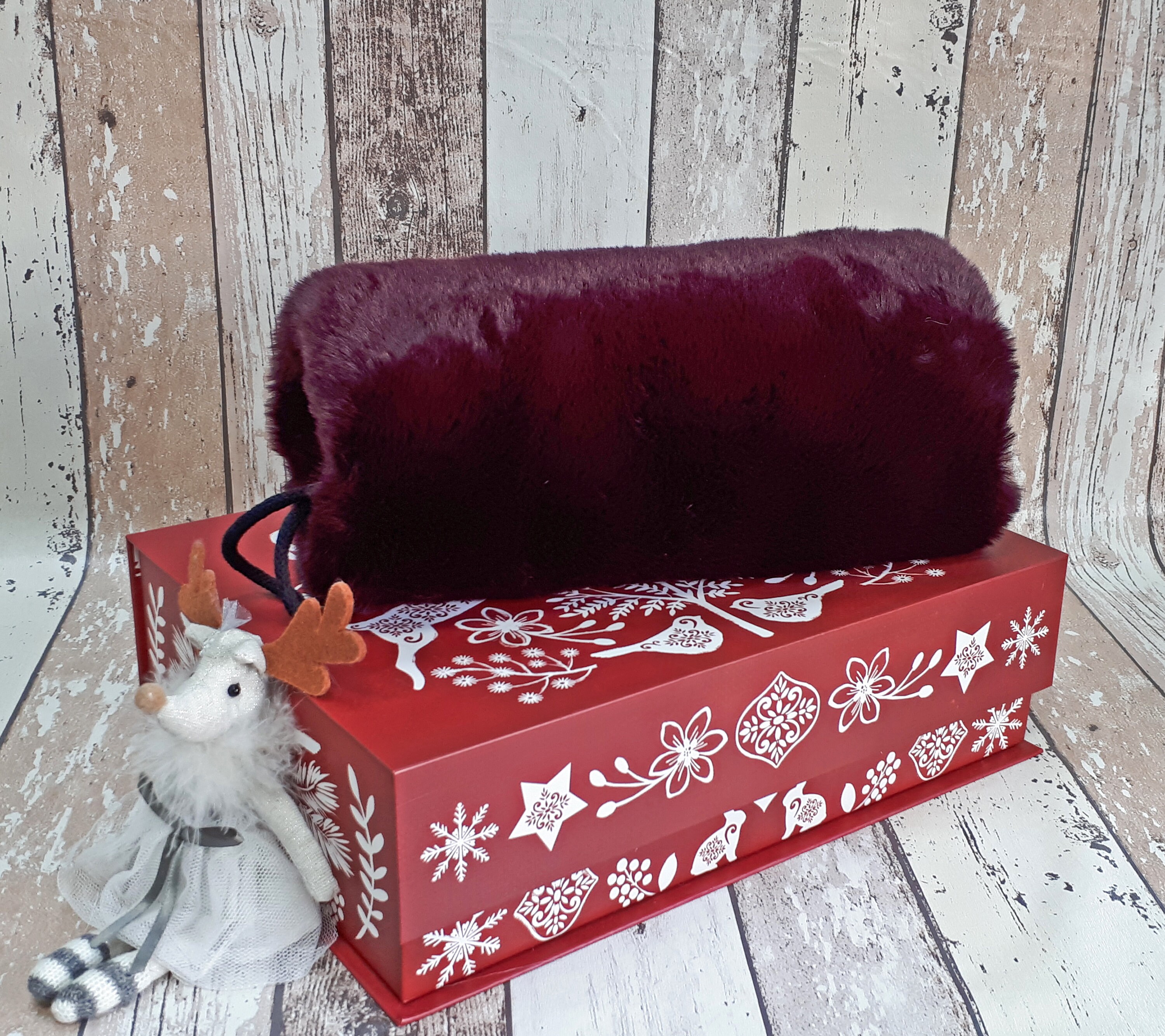 Super Thick Wine Red Faux Fur Hand Muff, Warm Faux Fur Hand Muff ...
