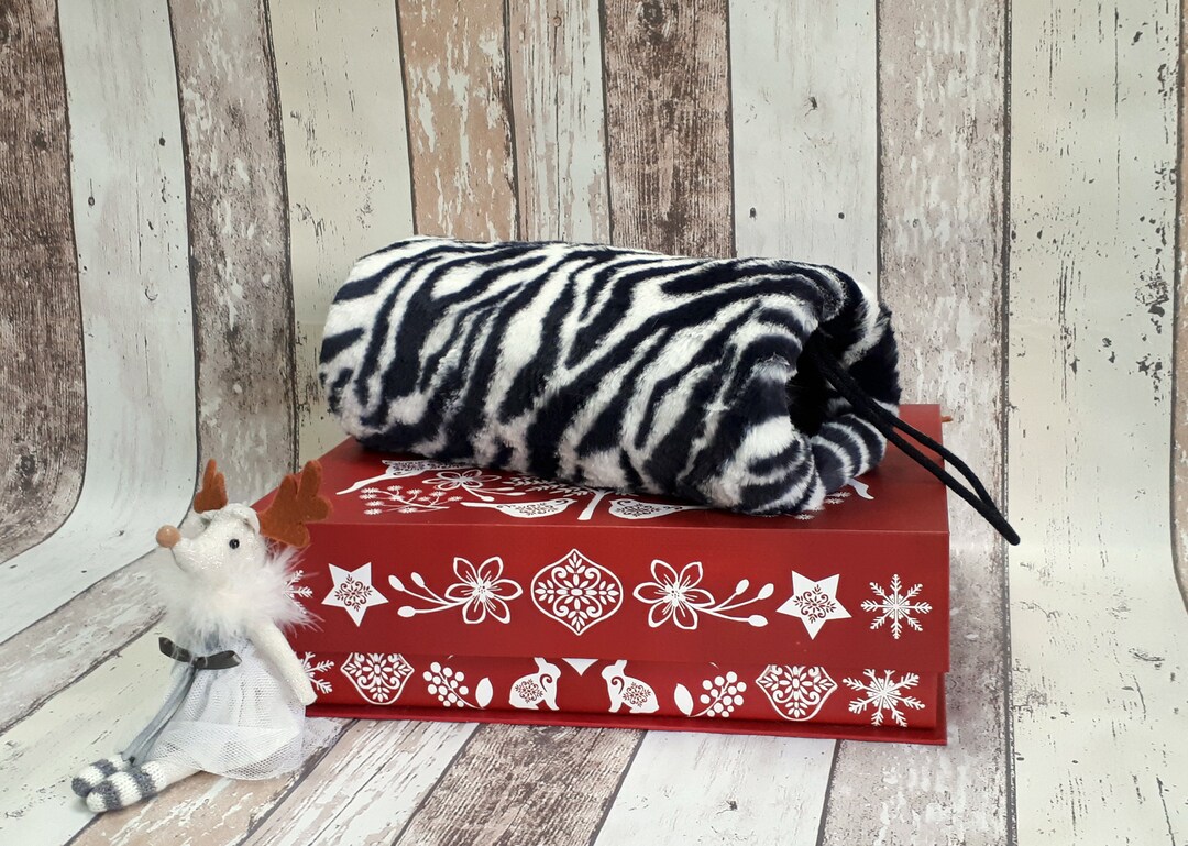 Zebra Faux Fur Hand Muff, Warm Faux Fur Hand Muff, Black and White ...