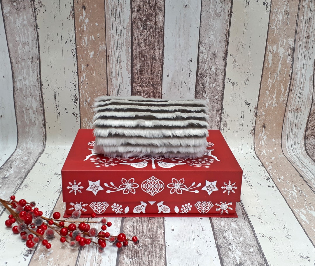 Vintage Style Stripped Faux Fur Hand Muff, Luxury British Made Lined ...