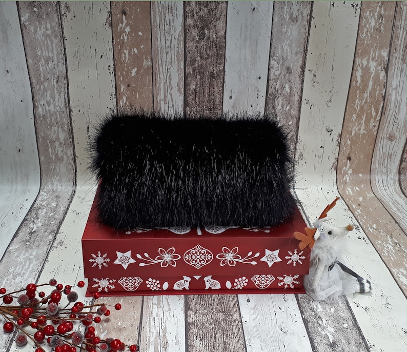 Handmade Long Pile Black Faux Fur Hand Muff Lined Hand Muff | Etsy