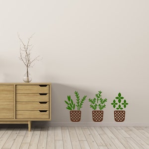 3 Plant Pots Decal, Herb Wall Art, Gardening Planter Sticker - Etsy UK