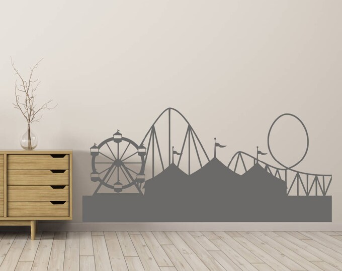 Fairground Silhouette Wall Decal Circus Theme Stickers Carnival Wall ...