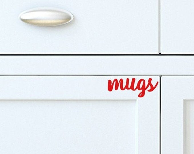Mugs Cupboard Label, Kitchen Door Sticker, Organising Vinyl Decal - Etsy