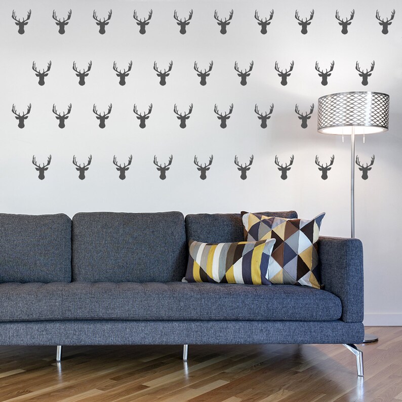 Set of 50 Stag Heads Wall Pattern Decals Nordic Style Mural - Etsy UK