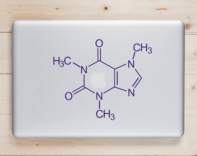 Caffeine Molecule Decal, Science Laptop Sticker, MacBook Coffee Mural ...