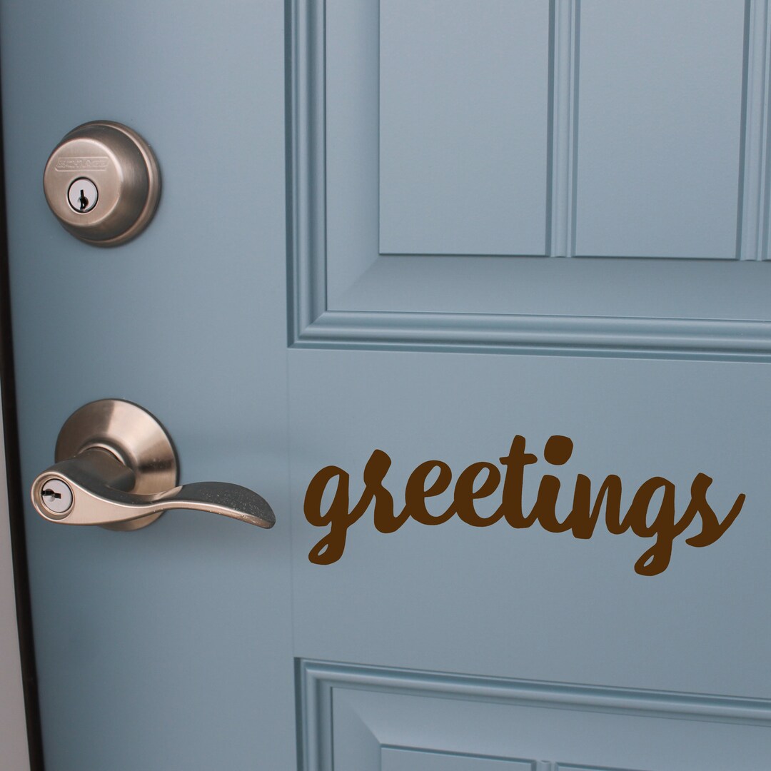 Warm and Welcoming: Greetings Door Decal, Personalize Your Entryway ...