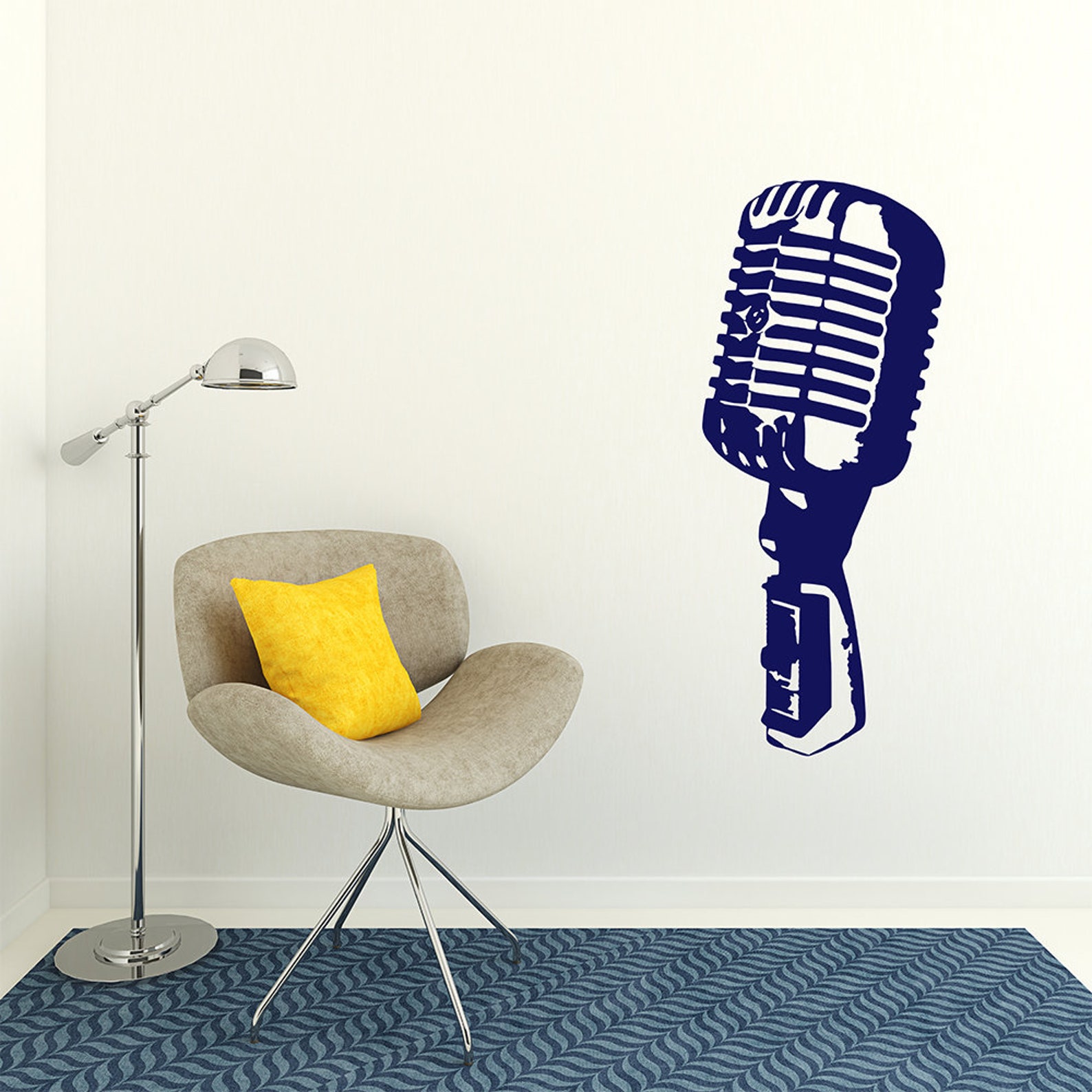 Vintage Microphone Decal Music Wall Art Retro Themed Sticker - Etsy