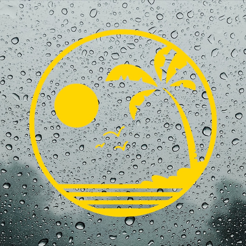 Tropical Sunset Decal Car Bumper Sticker Camper Window Mural | Etsy