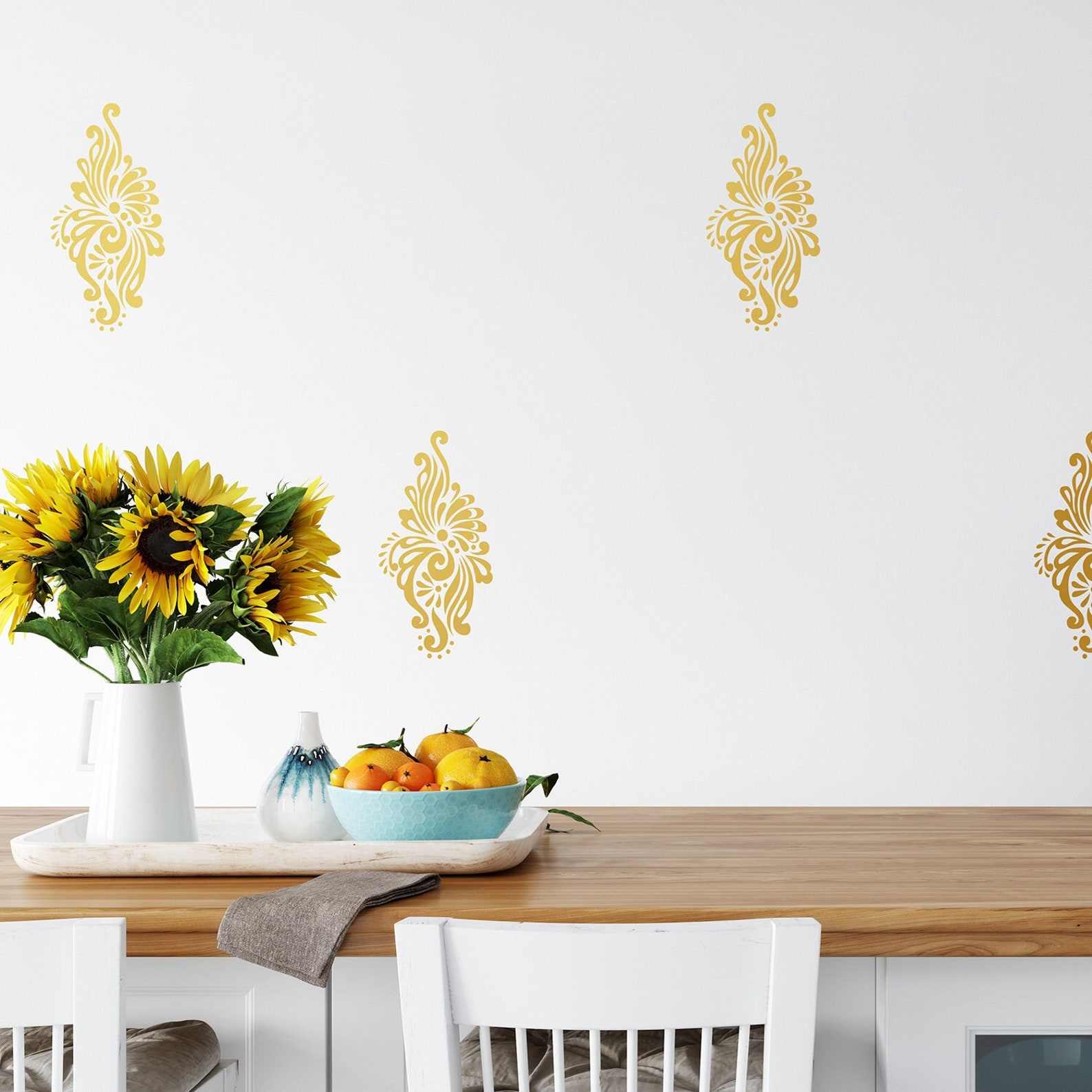 Damask Wall Stickers Wall Pattern Decals Wallpaper Murals - Etsy UK