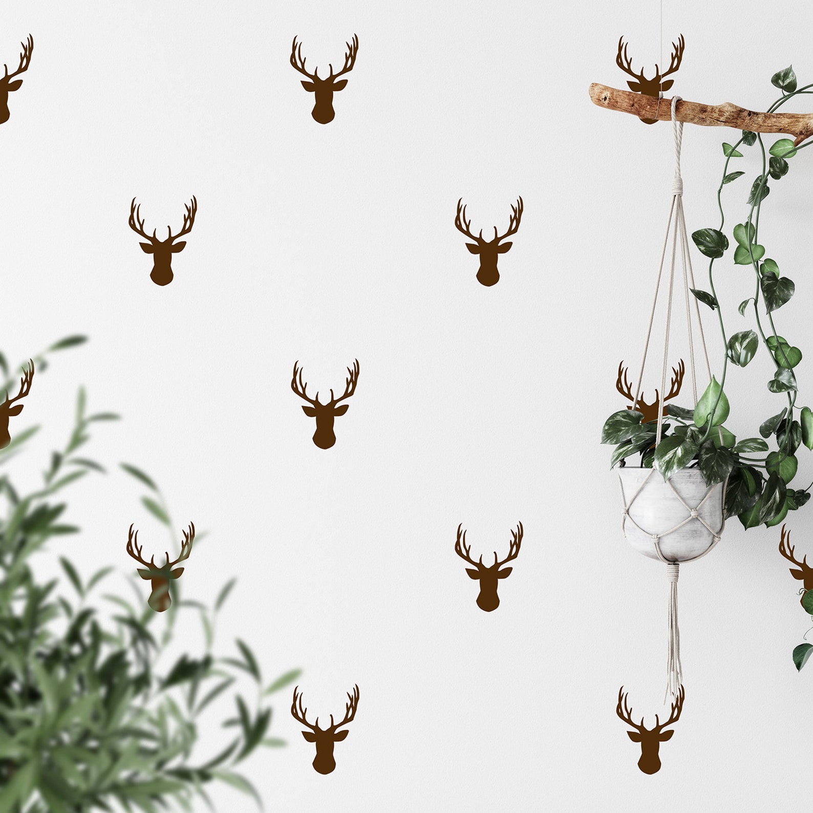 Set of 50 Stag Heads Wall Pattern Decals Nordic Style Mural - Etsy UK