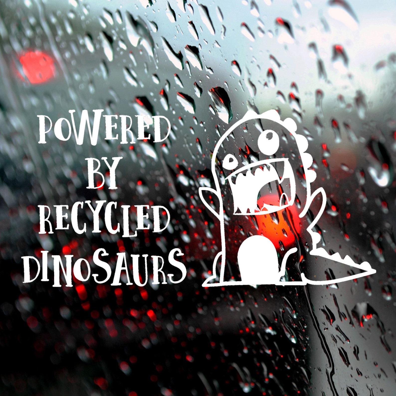 Powered by Recycled Dinosaurs Car Bumper Sticker Funny | Etsy