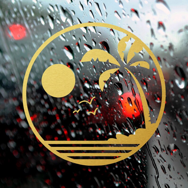 Tropical Sunset Decal Car Bumper Sticker Camper Window Mural | Etsy