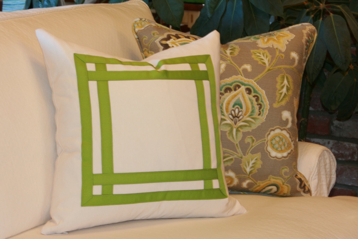 Choice of Color - Trellis Ribbon Border Throw Pillow Cover. 18" X 18 ...