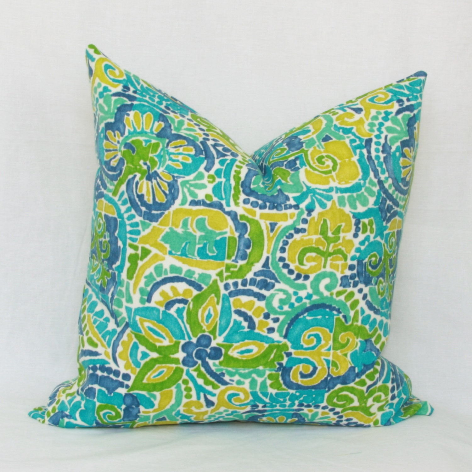 Blue & Green Indoor/outdoor Throw Pillow Cover. 18 X | Etsy