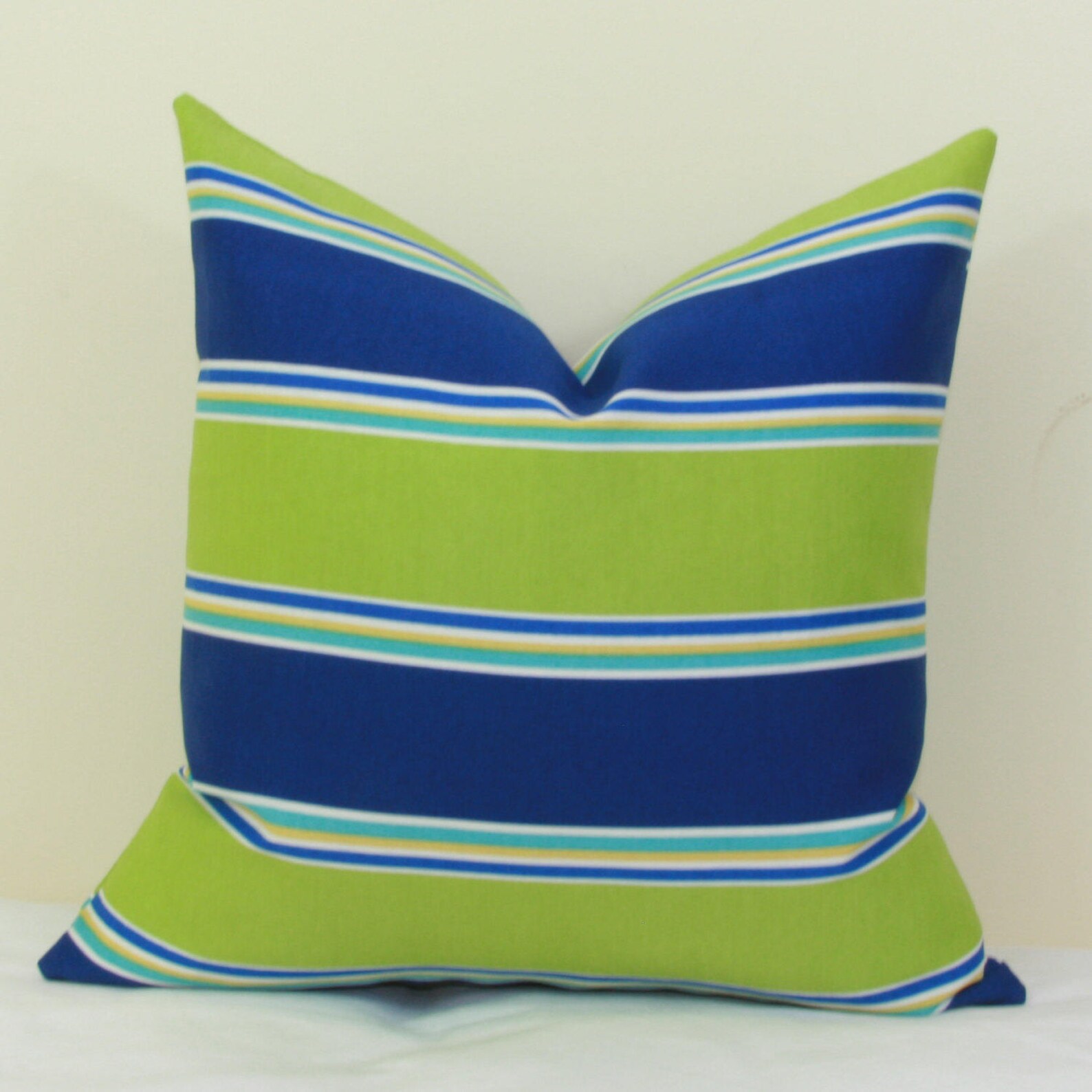 Blue Green Stripe Indoor/outdoor Throw Pillow Cover. 18x18 - Etsy