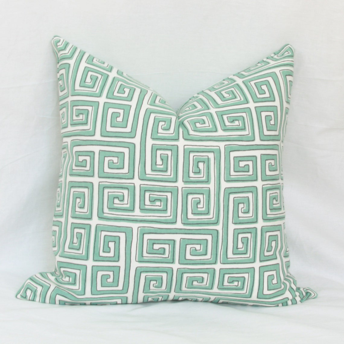 Aqua & Cream Greek Key Pillow Cover 18x18 20x20 22x22 24x24 | Etsy