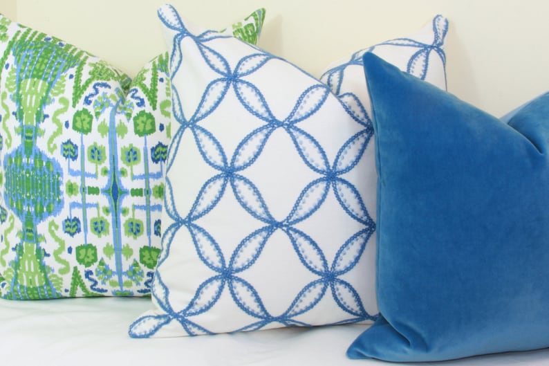 Blue Embroidered Decorative Throw Pillow Cover. Williamsburg Tanjib ...