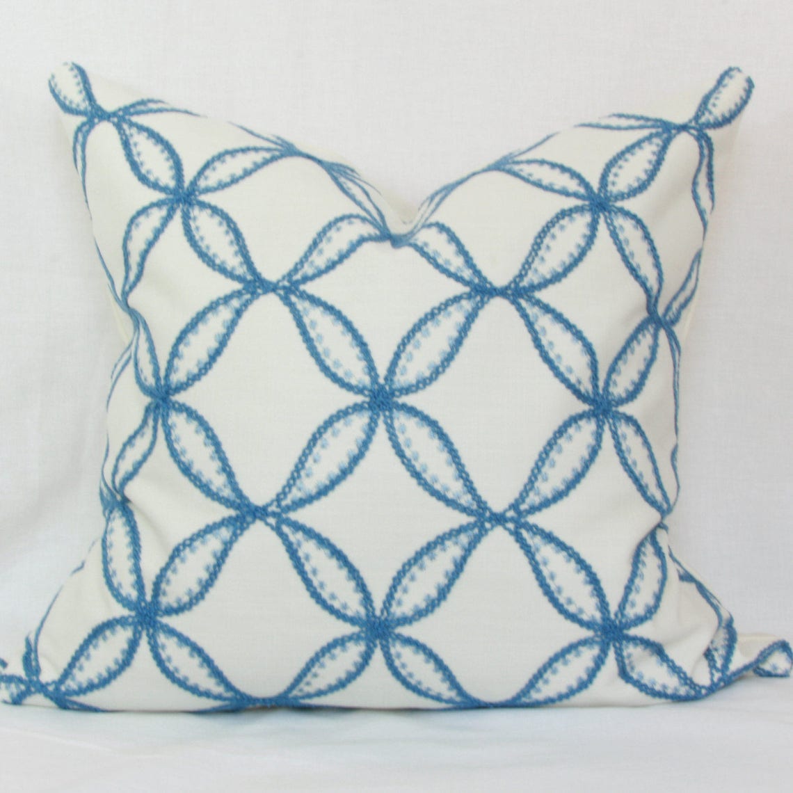 Blue Embroidered Decorative Throw Pillow Cover. Williamsburg Tanjib ...