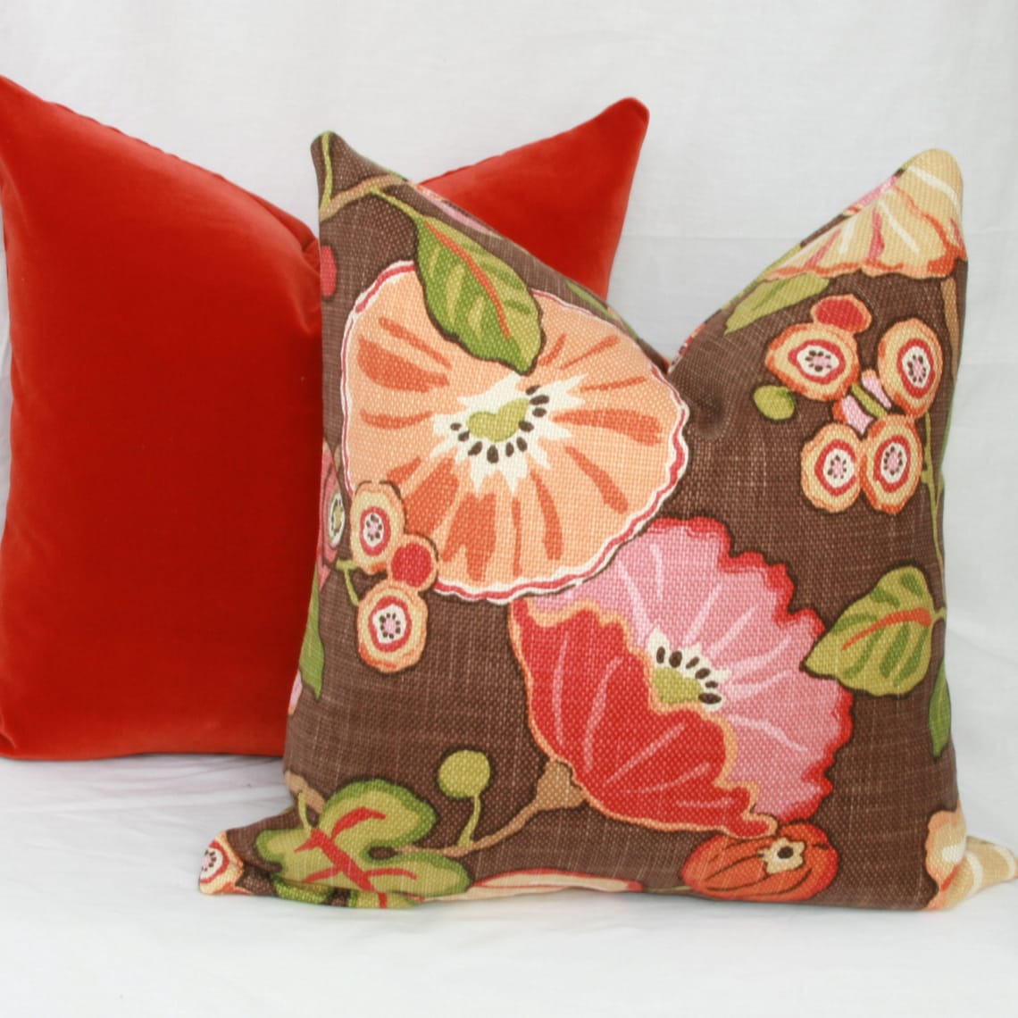 Orange Green Brown Throw Pillow Cover 18x18 20x20 22x22 24x24 26x26 ...