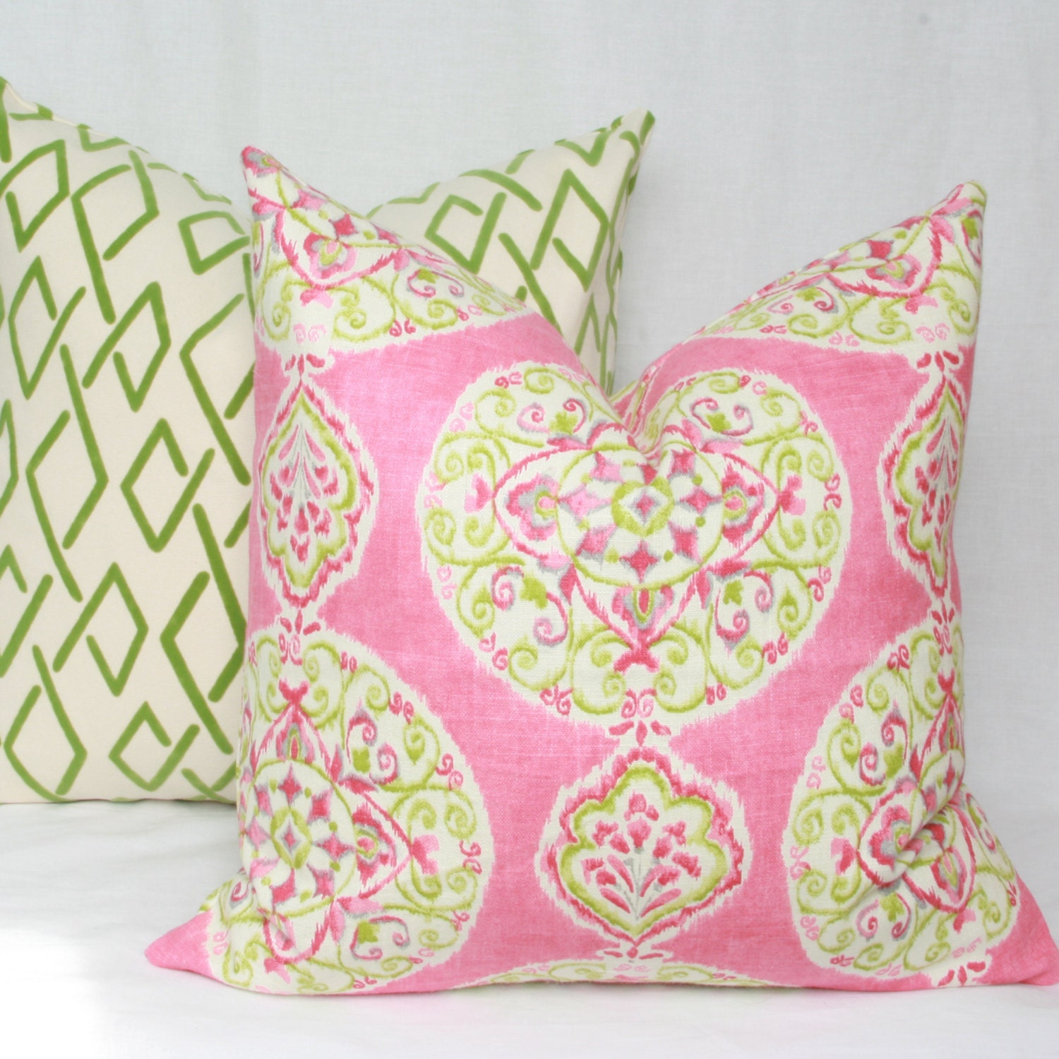 Pink & Green Decorative Throw Pillow Cover. 18 X - Etsy