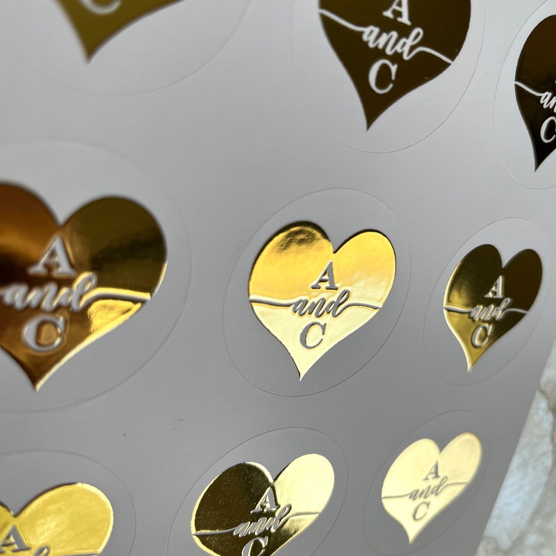 Custom Gold Foil Heart Stickers - Etsy