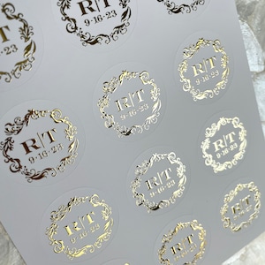 Gold Foil Sticker Label Modern Round Foil Favor Envelope Labels Gold ...