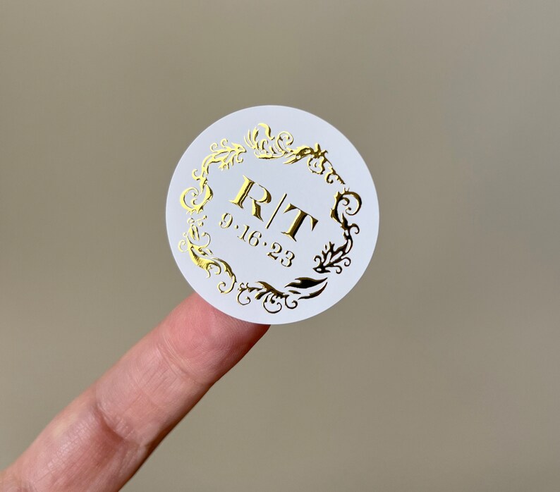 Gold Foil Sticker Label Modern Round Foil Favor Envelope - Etsy