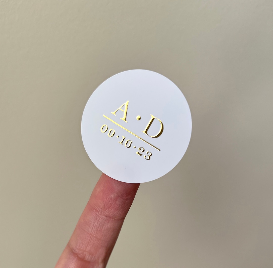 Gold Foil Sticker Label Modern Round Foil Favor Envelope Labels Gold ...