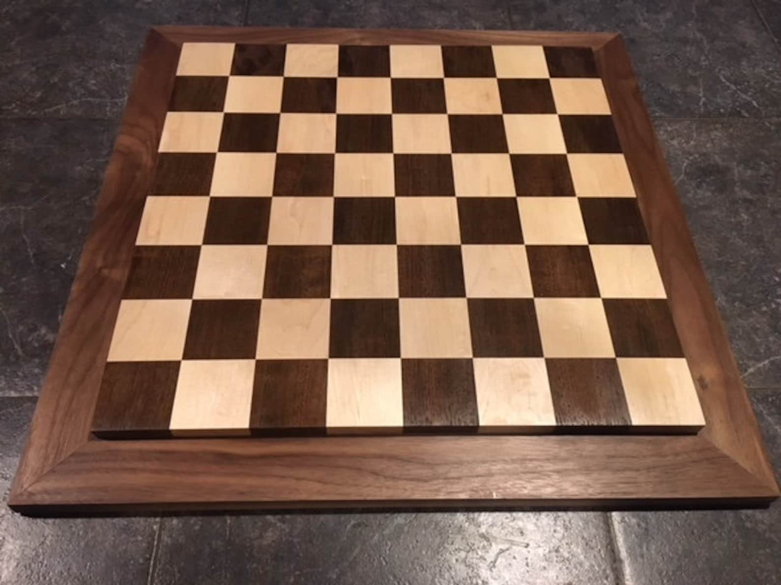 Raised Peruvian Walnut and Maple Chess Board W/ Walnut Border - Etsy
