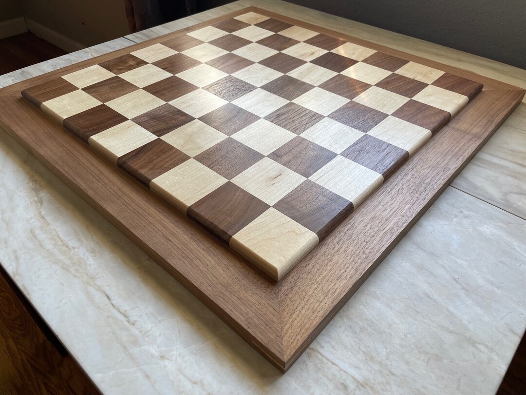 Raised Walnut and Maple Chess Board W/ Walnut Border 2.25" Squares - Etsy