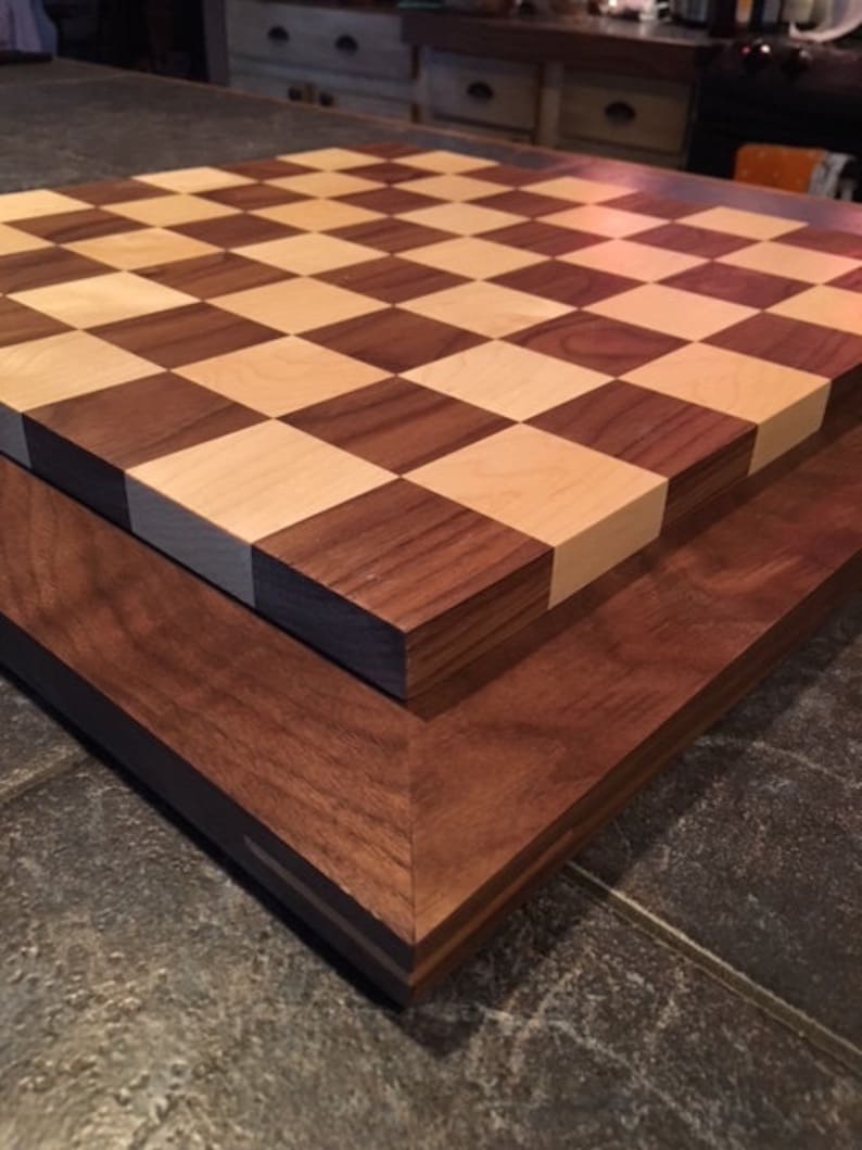 Raised Walnut and Maple Chess Board w/ Walnut Border | Etsy